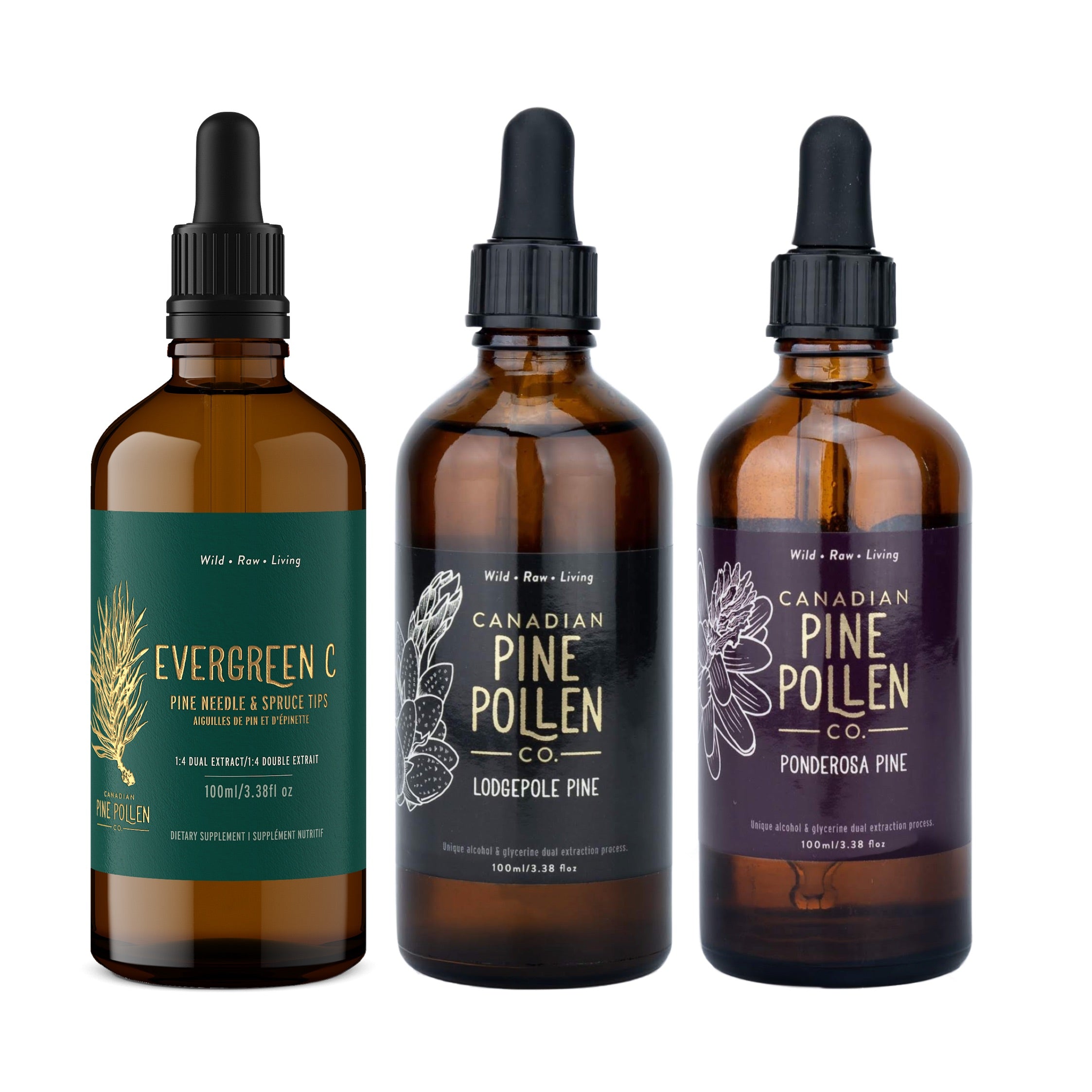 Pine Trio: Evergreen C + Ponderosa + Lodgepole Tincture (100ml/3.4fl o ...